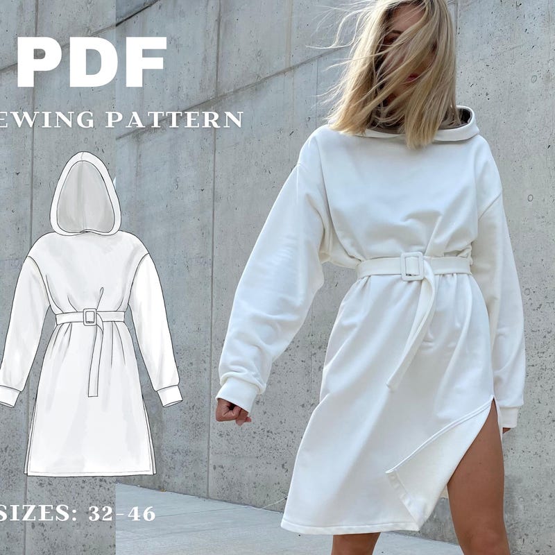 Hoodie Dress Pattern - Etsy