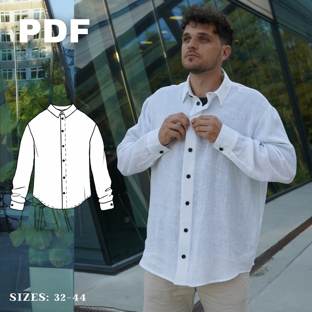 Unisex Oversize Classic Shirt PDF Sewing Pattern - Linen Shirt Digital ...