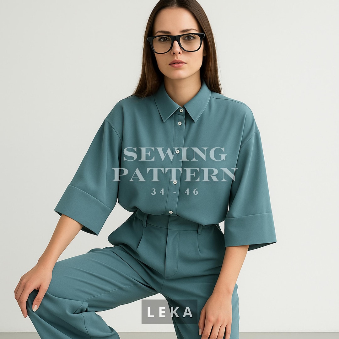 Oversized Shirt Sewing Pattern - Boxy Button-up With Wide Sleeves PDF ...