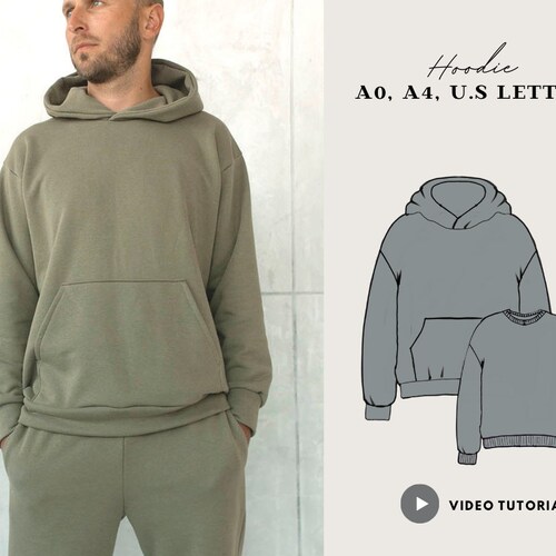 Easy Hoodie Sewing Pattern PDF Printable Hoodie Pattern With - Etsy Canada