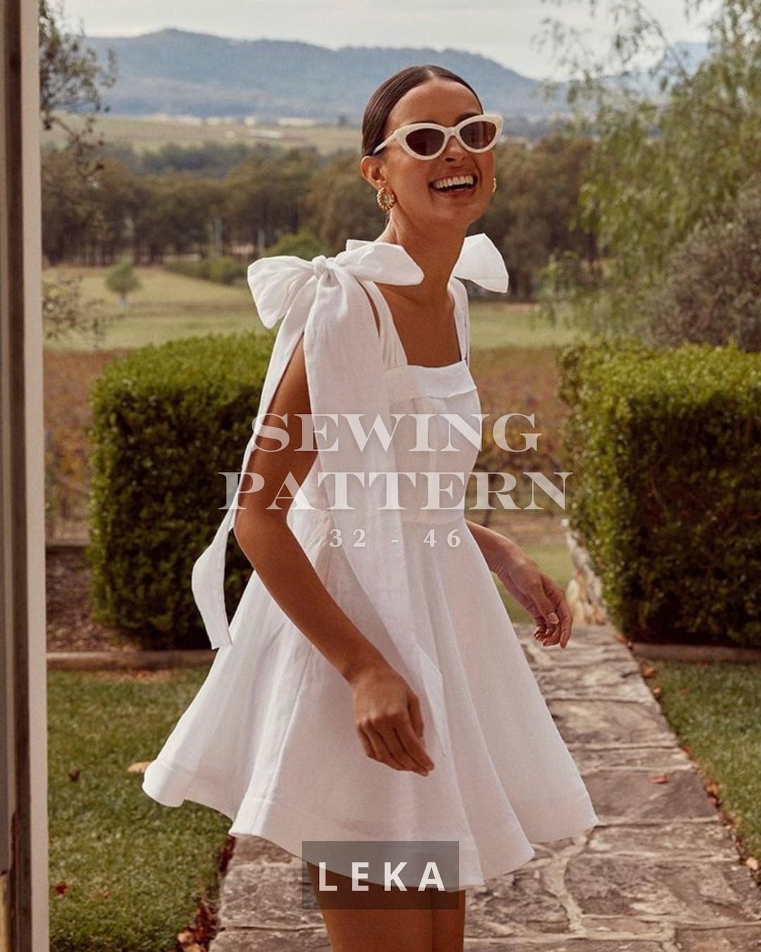 Dress With Wide Ribbons on Shoulders Pdf Sewing Pattern, Formal Linen ...