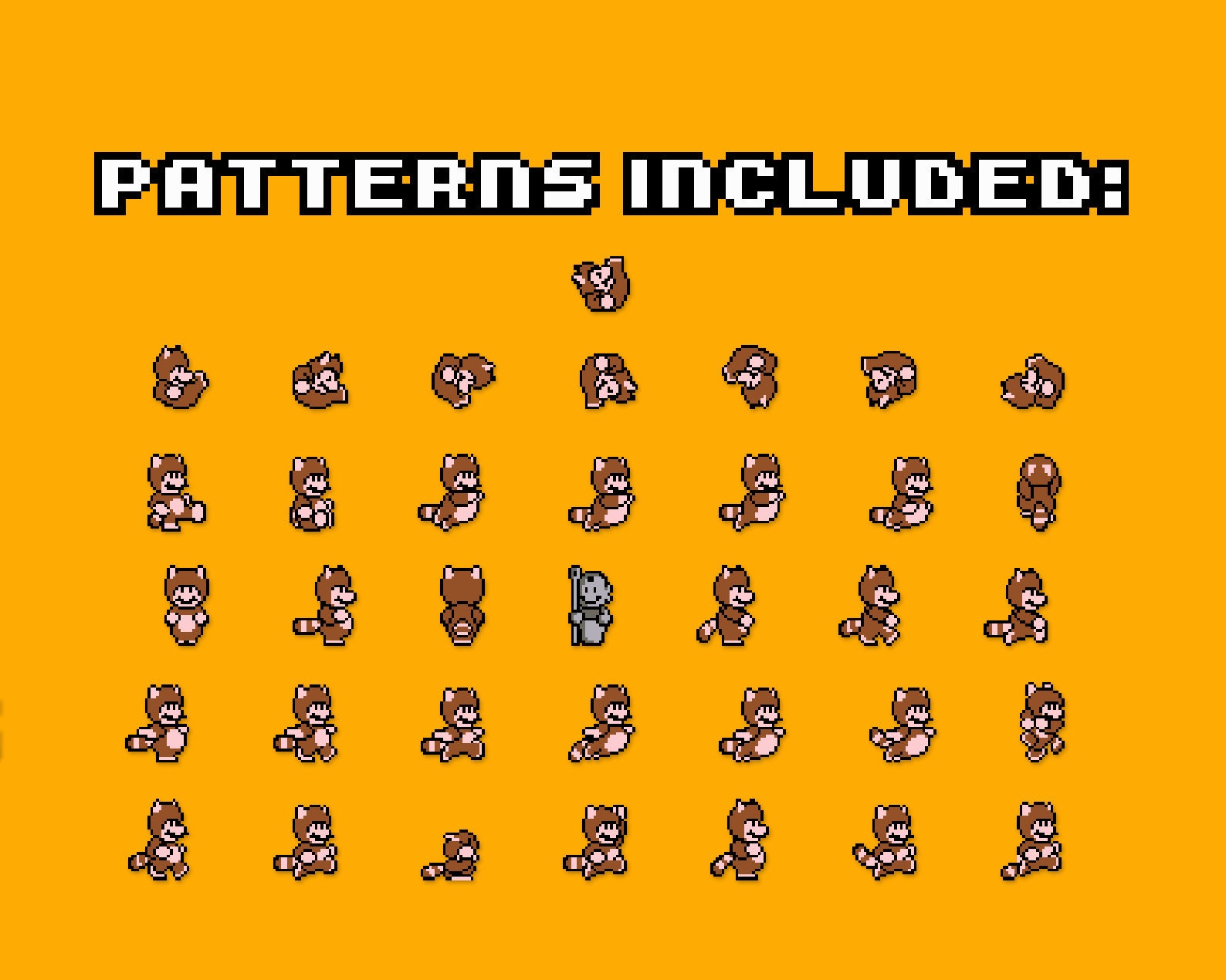 36 Tanooki Mario Patterns for Cross Stitch - Super Mario Bros. 3 - Etsy