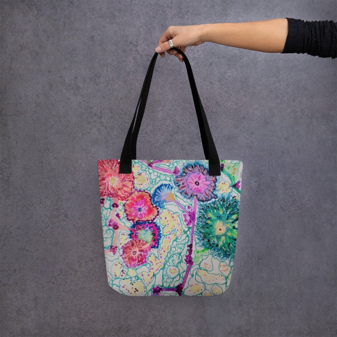 Flower Power Tote Bag Floral Shoulder Bag Flower Laptop Bag - Etsy
