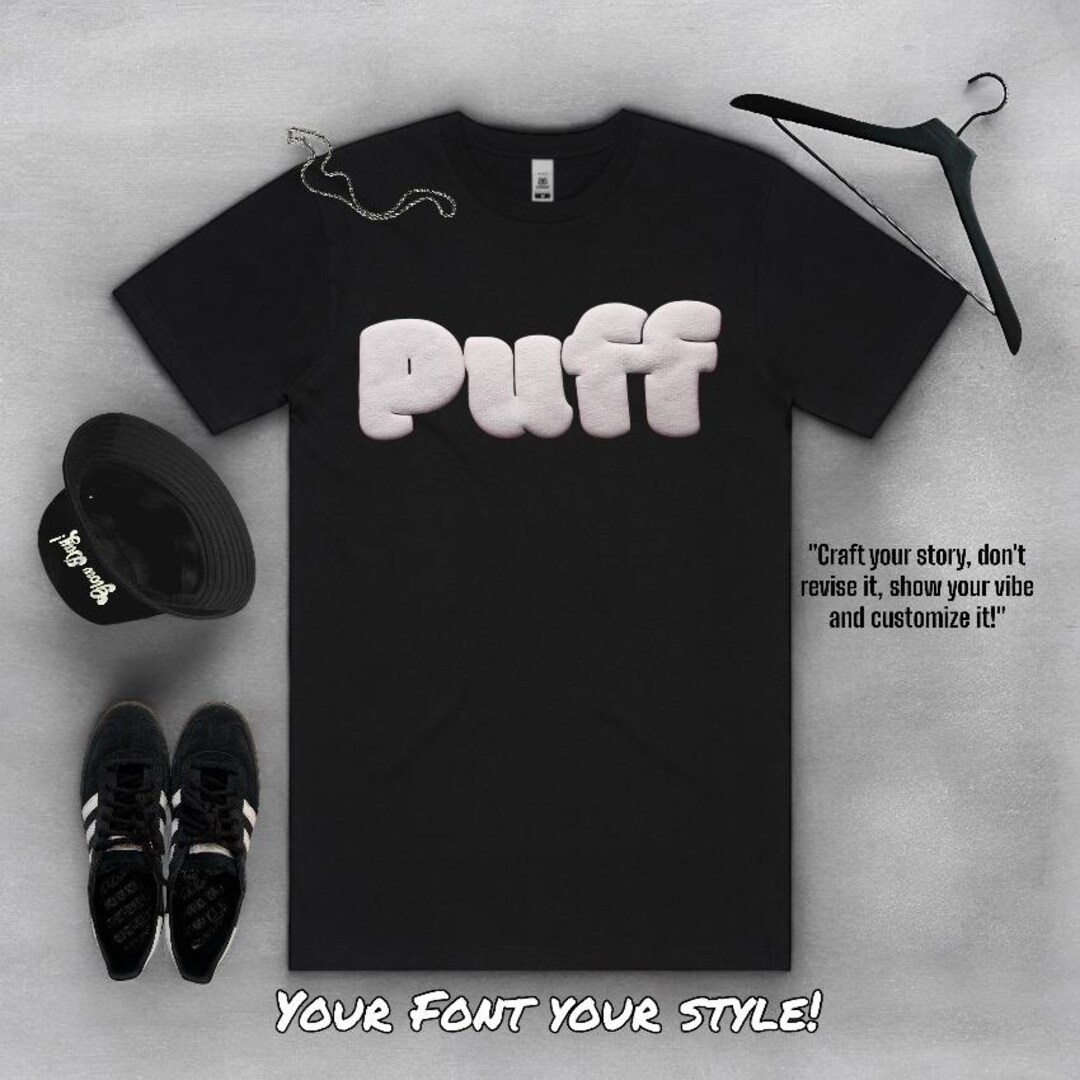 Personalized Puff Design Embossed Design Customized, Custom Puff Text ...