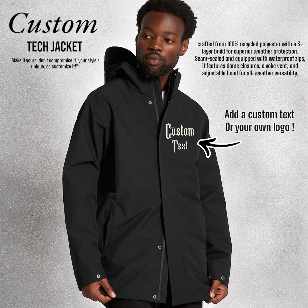 Men's Custom Tech Jacket, Custom Waterproof Jacket, Teck Jacket, Custom ...