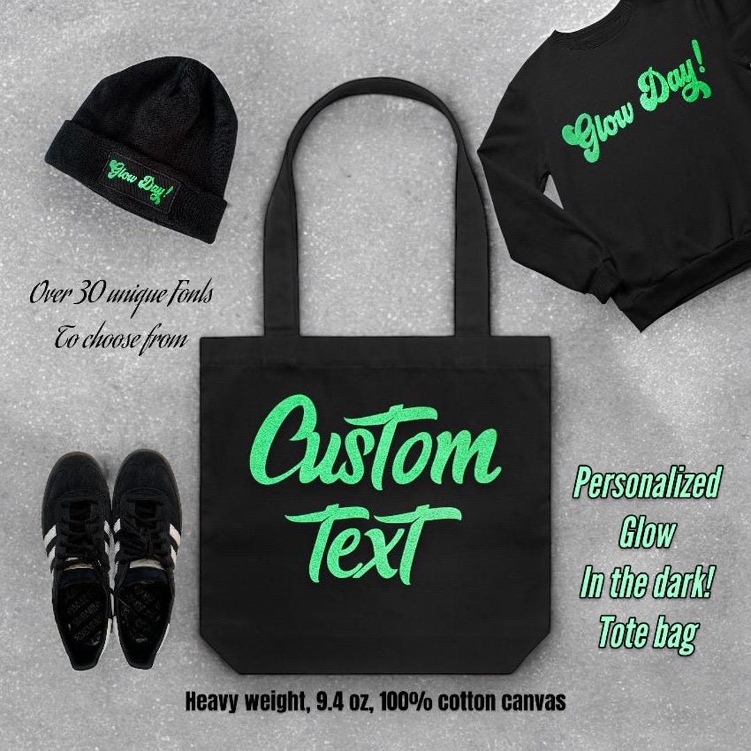 Personalized Tote Bag That Glows in the Dark, Custom Canvas Tote Bag, Personalized Tote Bags ...