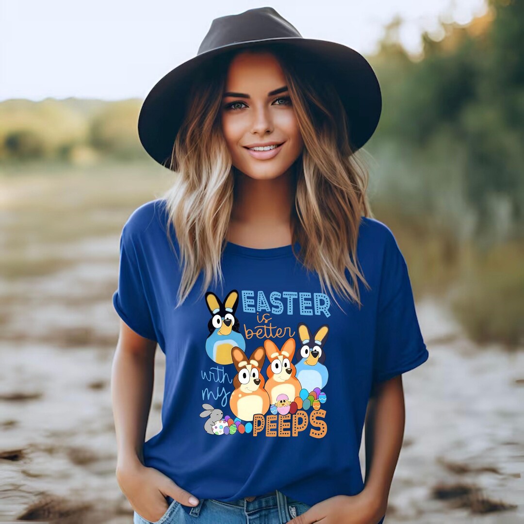 Bluey Easter Shirt Bluey Family Easter Happy Easter Cartoon Shirts Blue ...