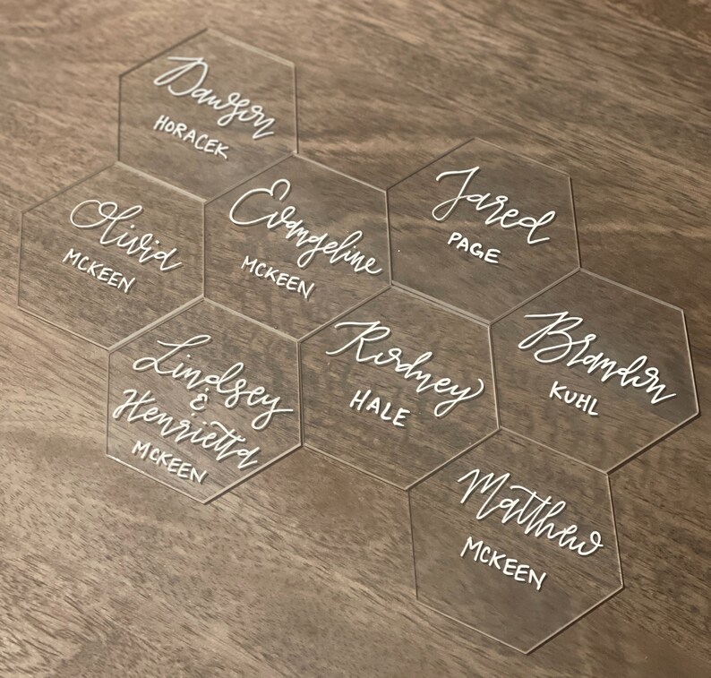 Personalized Acrylic Calligraphy Place Cards | Made to Order - Etsy