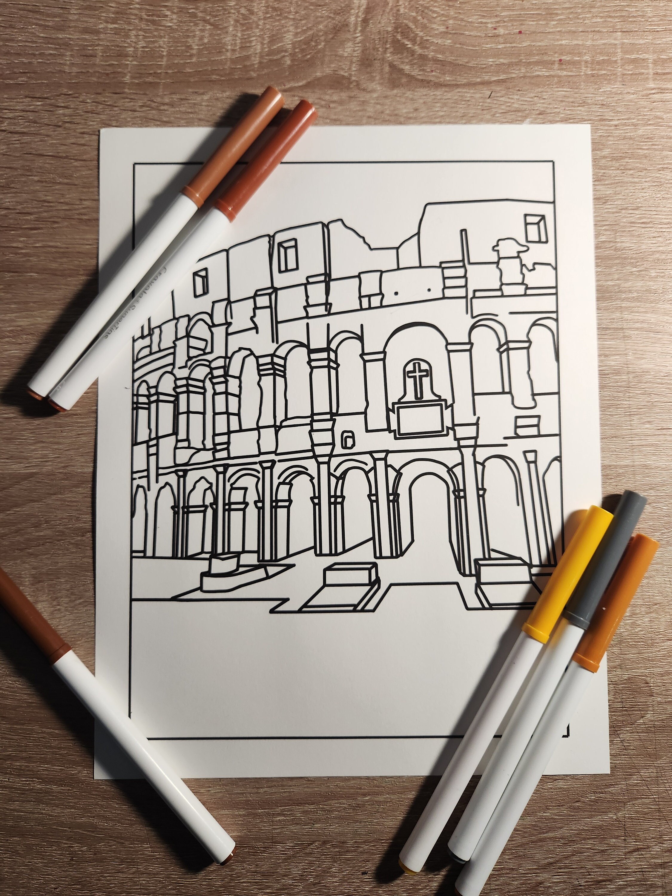 Coloring Page Printable Adult Coloring Page Italy Inspired Colosseum - Etsy