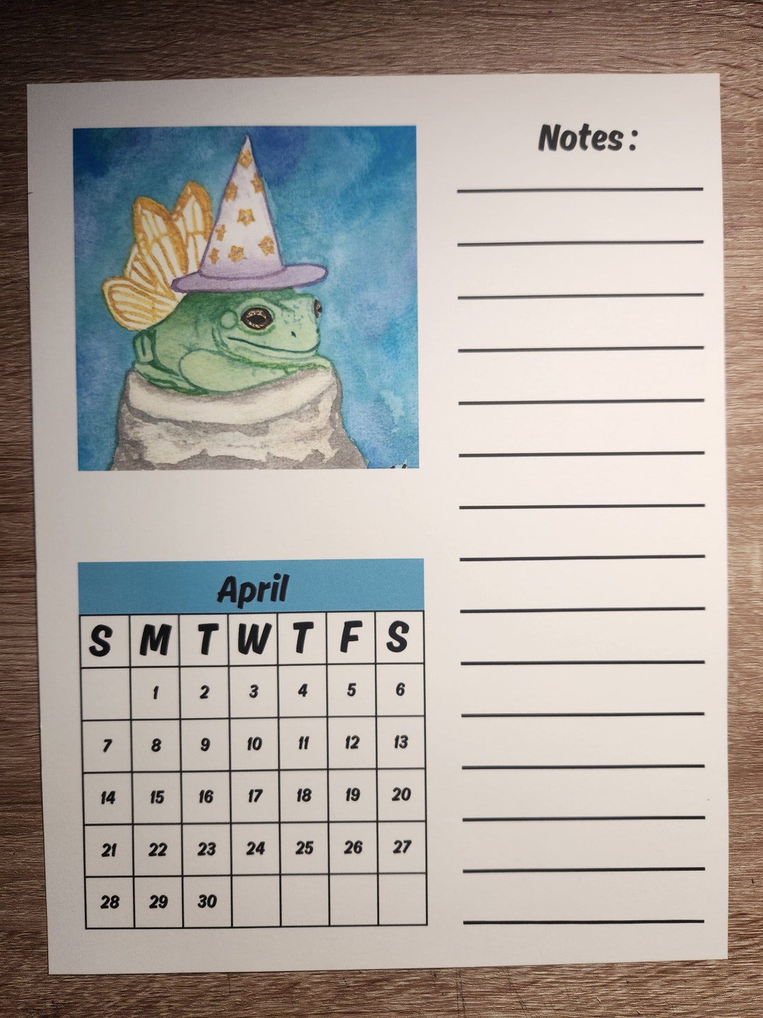 April Monthly Calendar Printable 2024 Planner Wizard Frog Art - Etsy