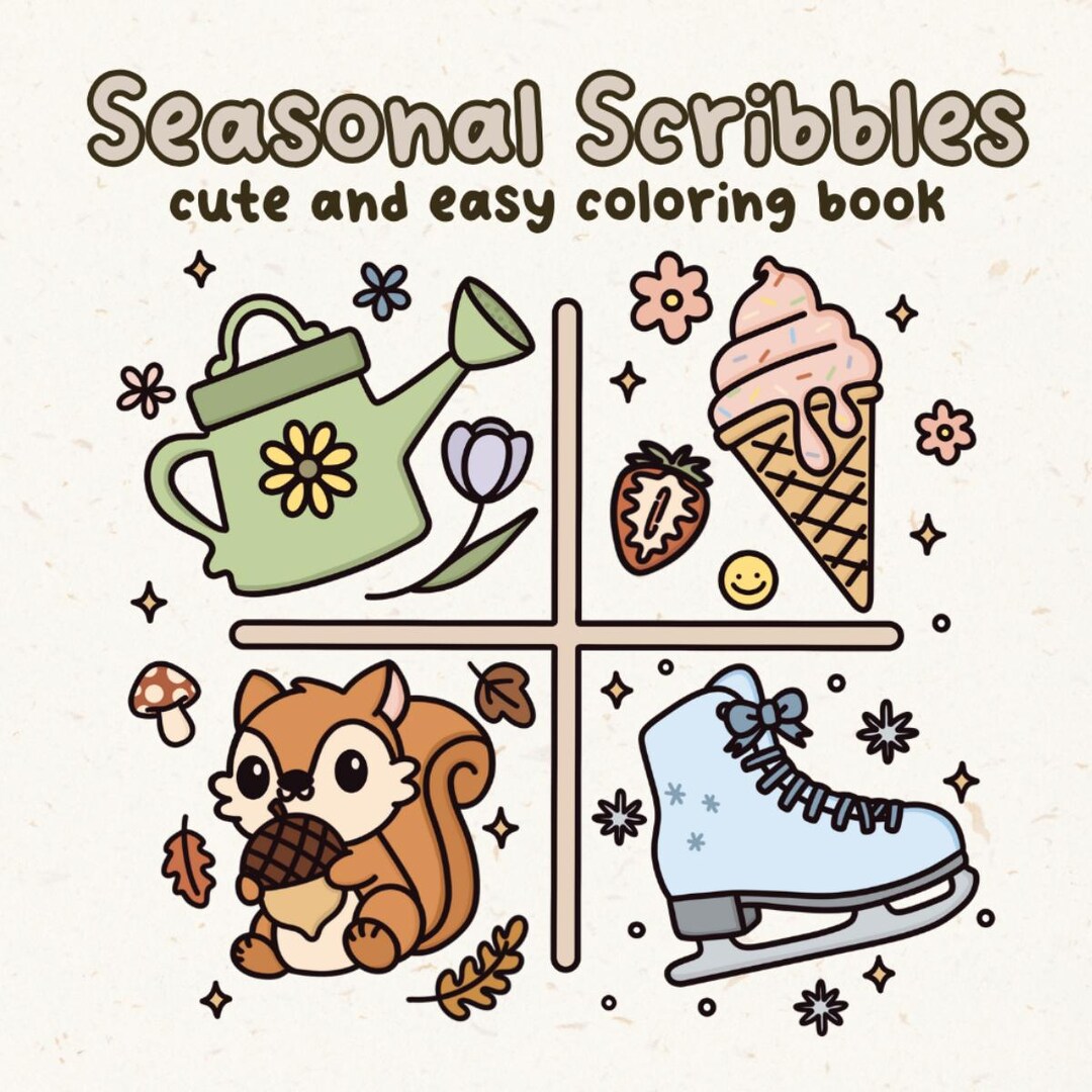 Seasonal Scribbles: Bold + Easy Colouring Book for Relaxation - Etsy