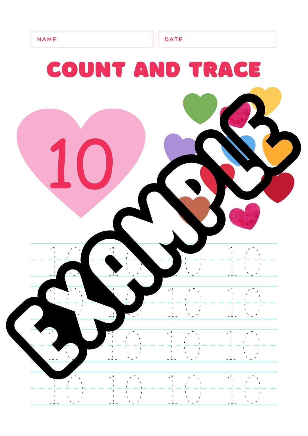Printable Valentines - Count & Trace Worksheets 10 Pages | Pre-k to 1st ...