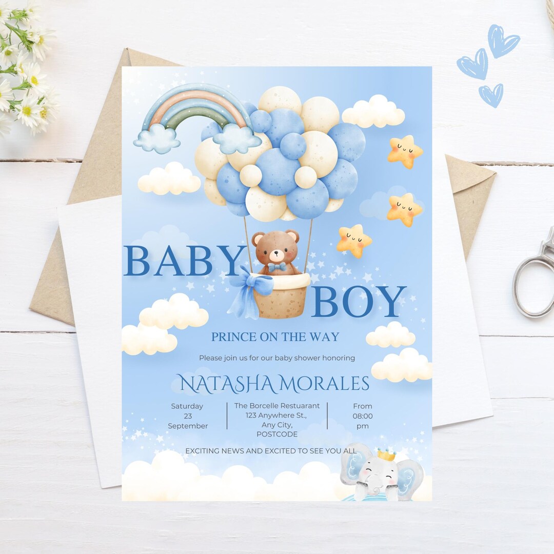 Baby Boy Shower Invitation,boy Digital Invitation, Baby Boy Invite ...