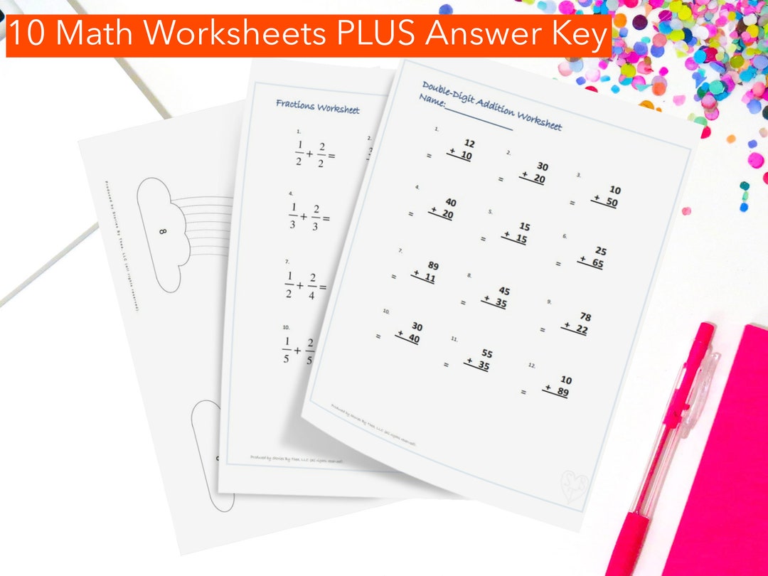 Printable Math Practice Worksheet Variety Bundle - Etsy