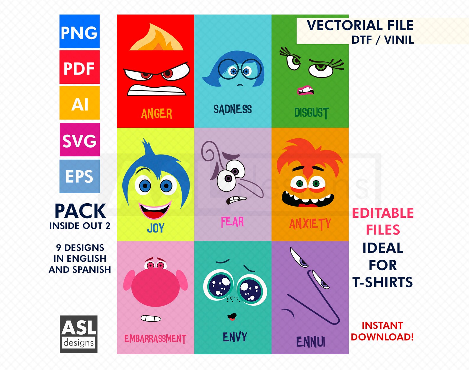 Inside Out Characters PNG, Inside Out Faces Pdf, Inside Out Vector ...