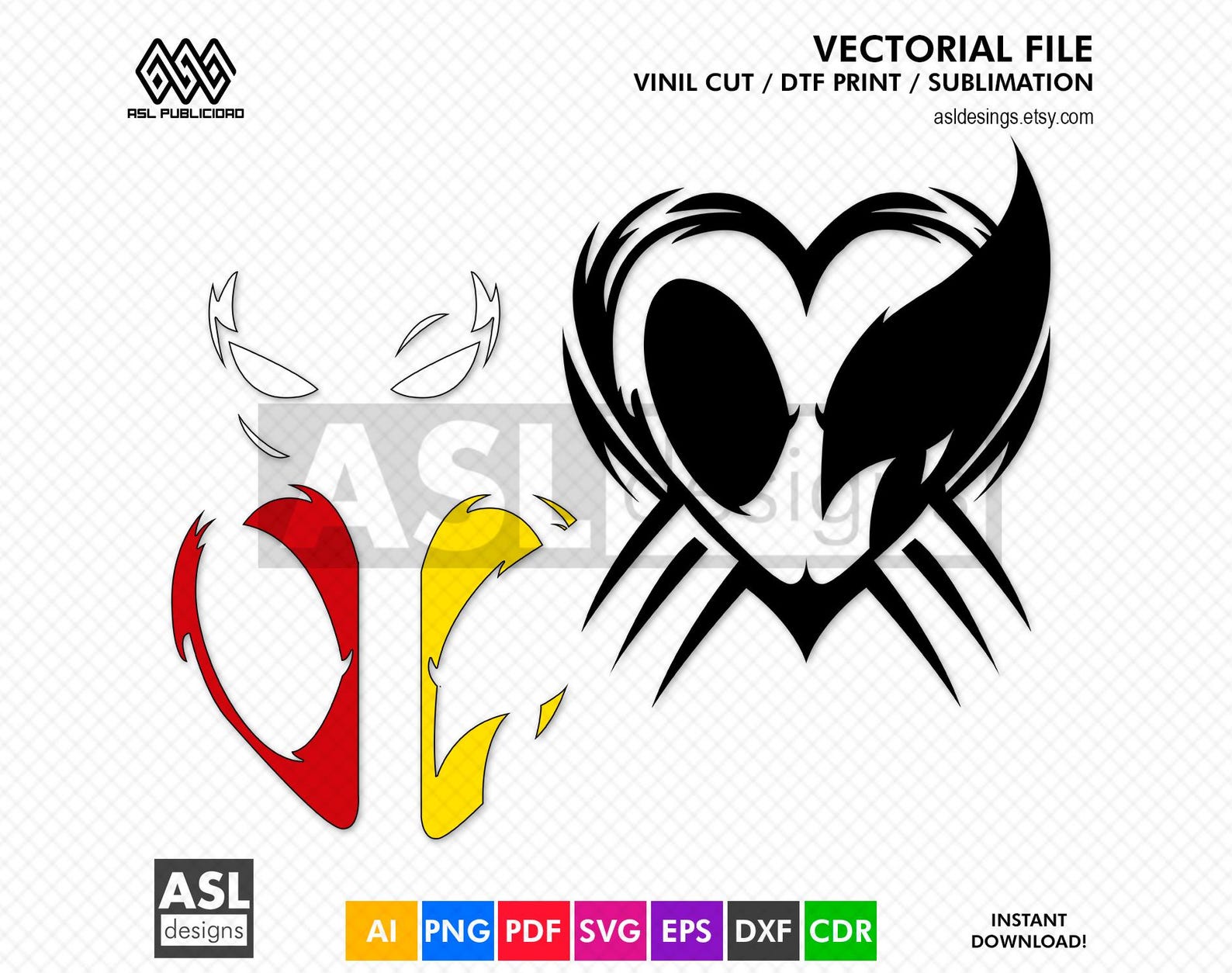 Deadpool & Wolverine SVG, Vinyl Cut, DXF Heart Design, Cameo, Cricut, Vector, Deadpool ...
