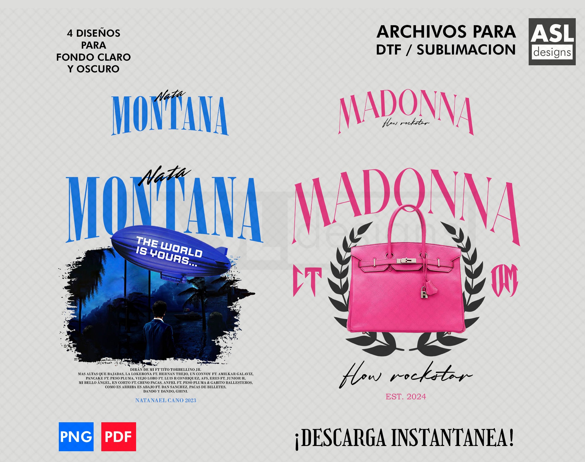 Diseños PNG Nata Montana Y Madonna Archivos Digitales, Archivo Pdf ...
