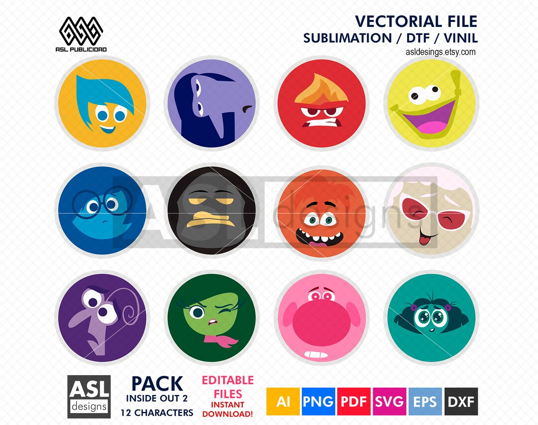 Inside Out Characters SVG, Inside Out Faces Dxf, Inside Out Vector ...