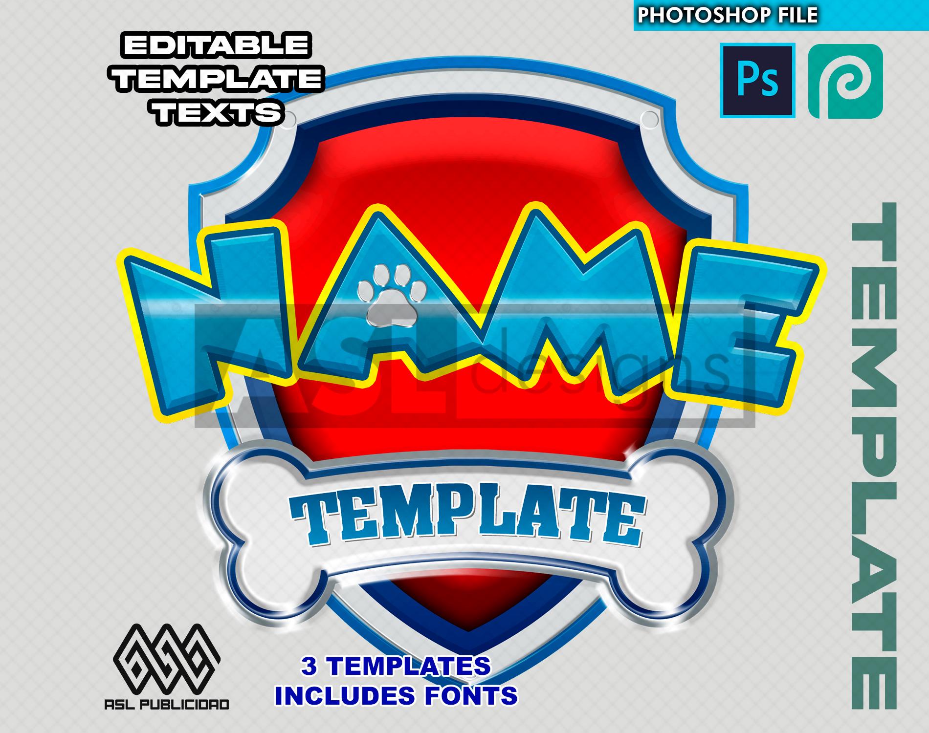 Plantilla de logotipo de Paw Patrol PSD, editable en Photoshop CS6 y ...