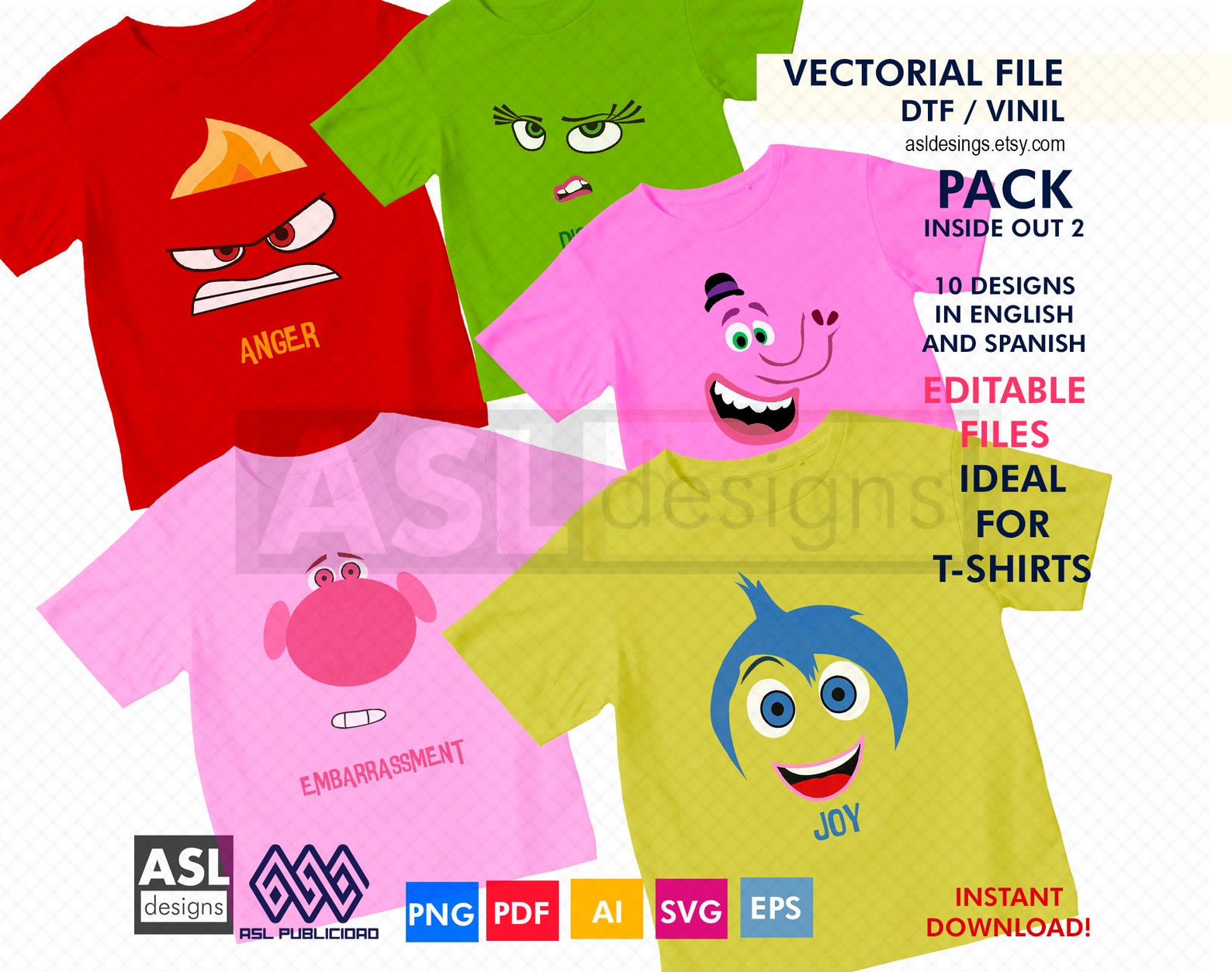 Inside Out Characters SVG, Inside Out Faces Pdf, Cricut Vector, Inside ...