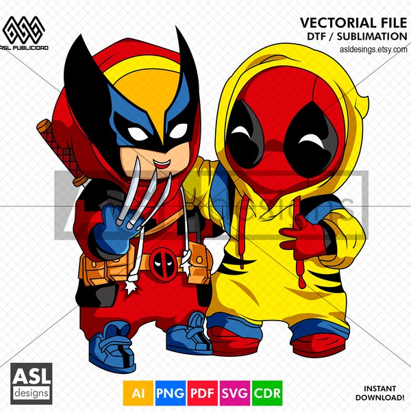 Deadpool Wolverine Chibi Svg - Etsy