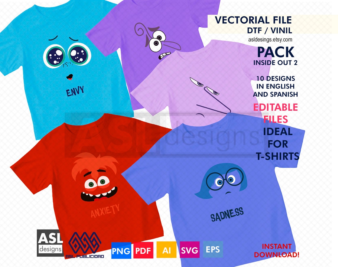 Inside Out Characters SVG, Inside Out Faces Pdf, Cricut Vector, Inside ...