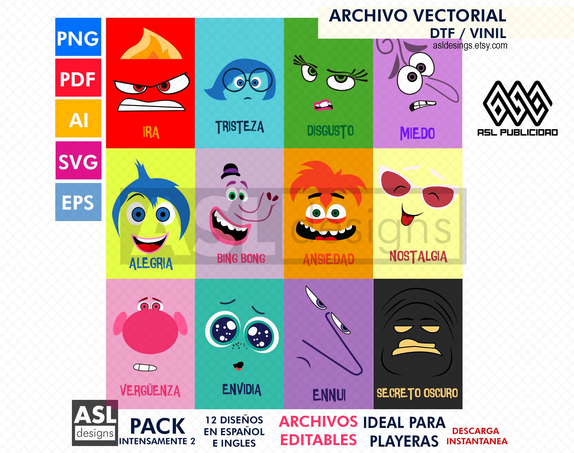 Inside Out Characters SVG, Inside Out Faces Pdf, Cricut Vector, Inside ...