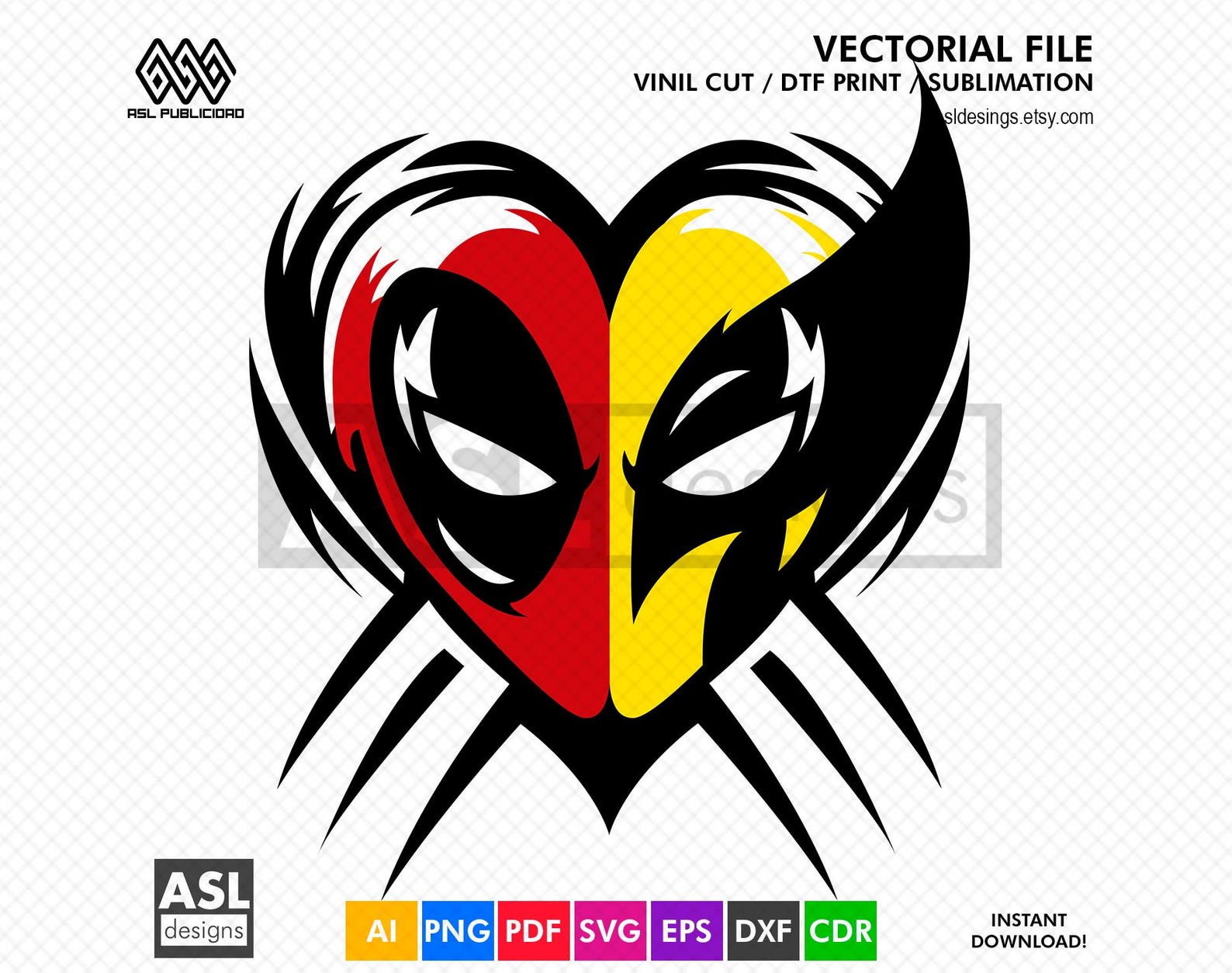 Deadpool & Wolverine SVG, Vinyl Cut, DXF Heart Design, Cameo, Cricut, Vector, Deadpool ...