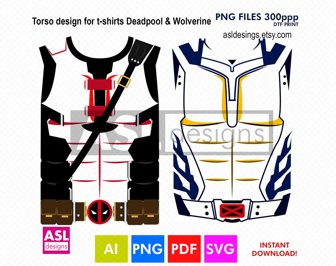 Deadpool and Wolverine SVG, Torso Font Design for T-shirts Deadpool ...
