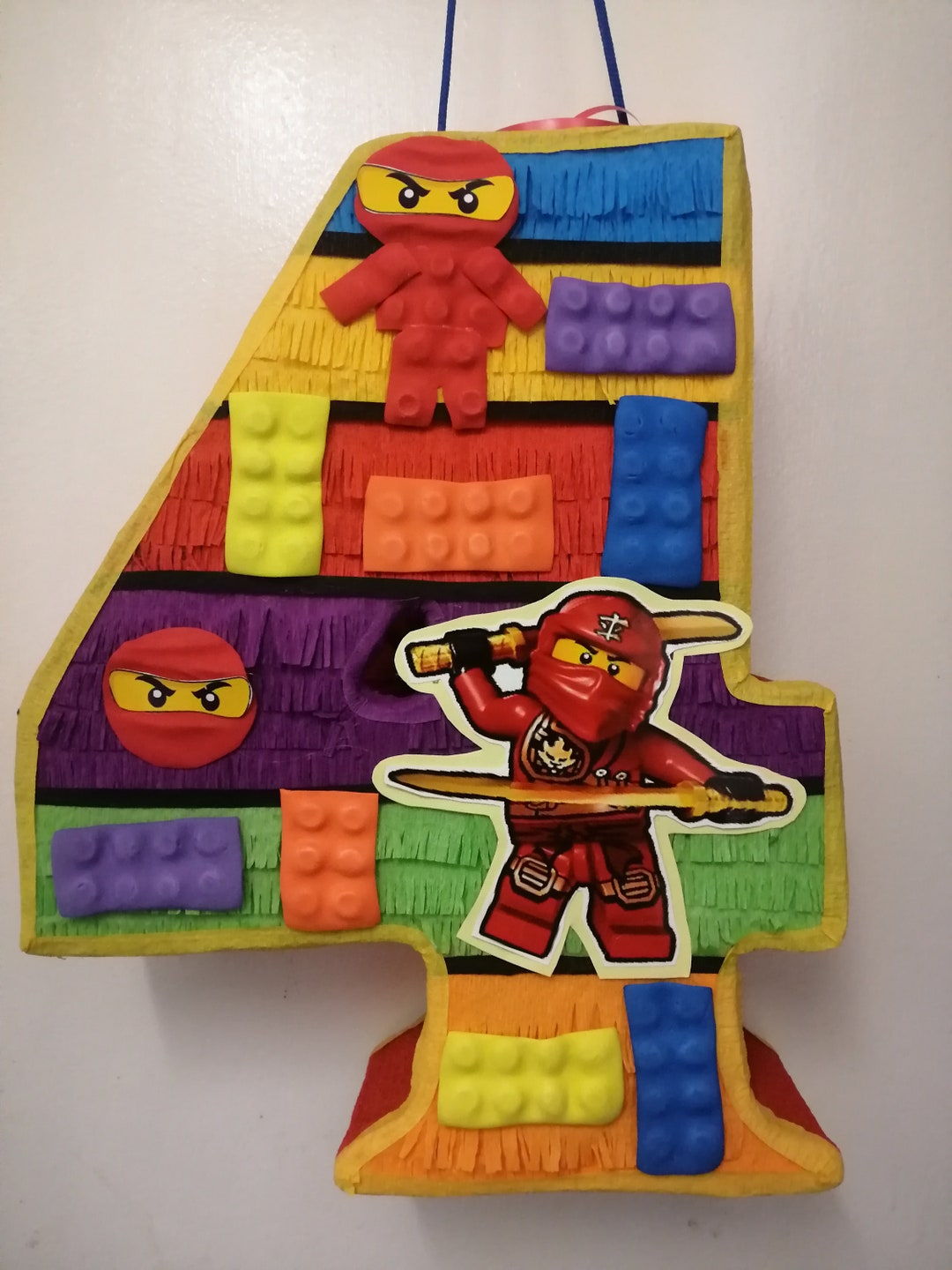 Number 4 Pinata Themed Red Ninjago Size 40cm main Island Only - Etsy