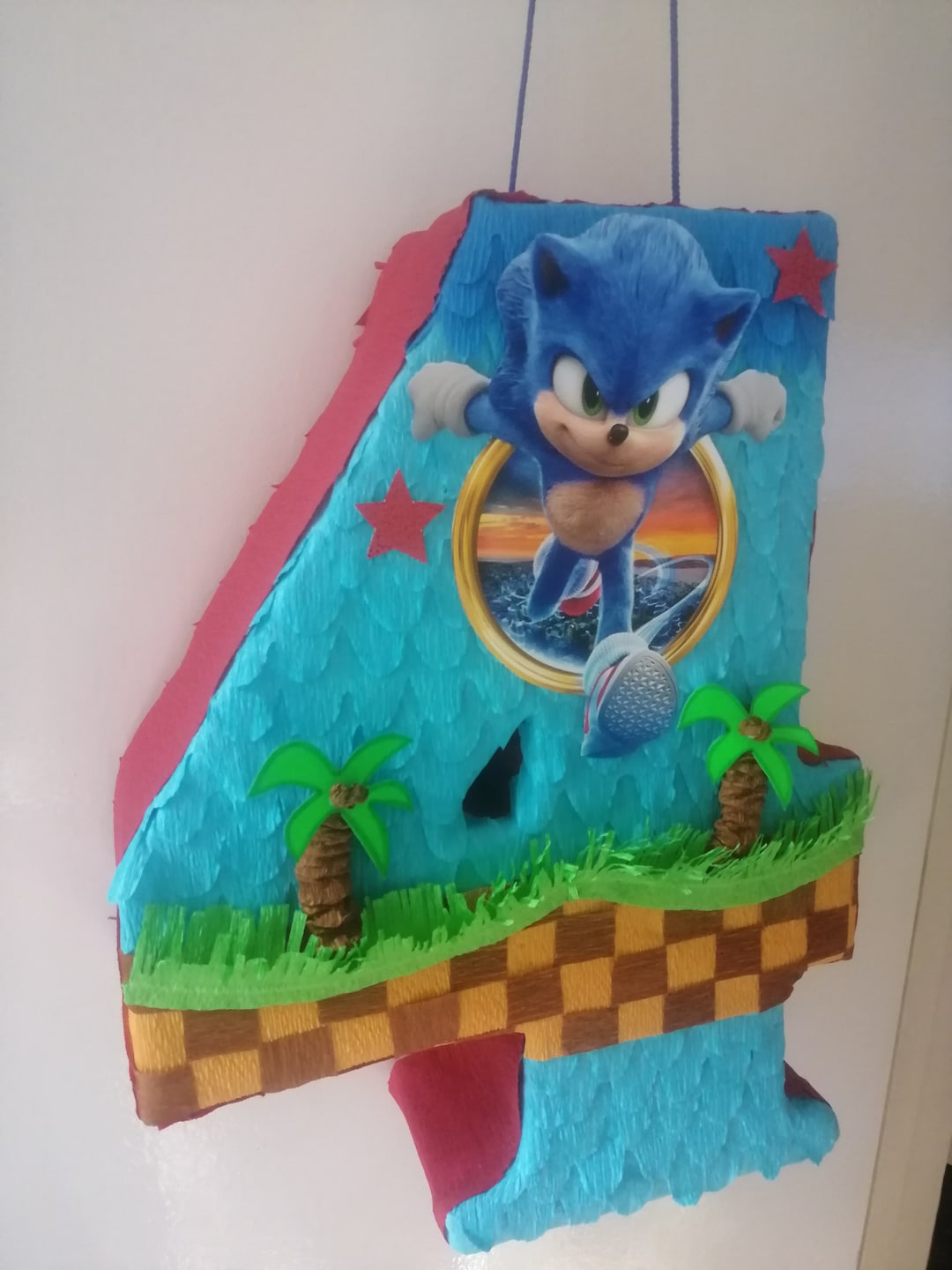 Number 4 Pinata Themed Sonic Size 40cm With Stick Pinata Included Dont ...