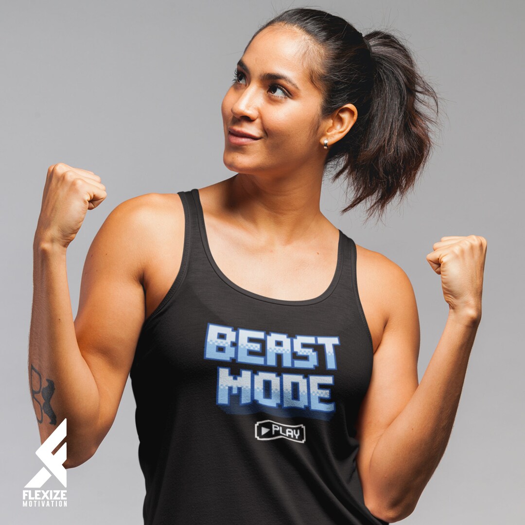Beast Mode 8-bit Tank Top, Women's Gym Vest, Women's Racerback Vest ...