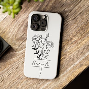 Custom Birth Flower Slim Phone Cases Gift for Bestie Personalized ...