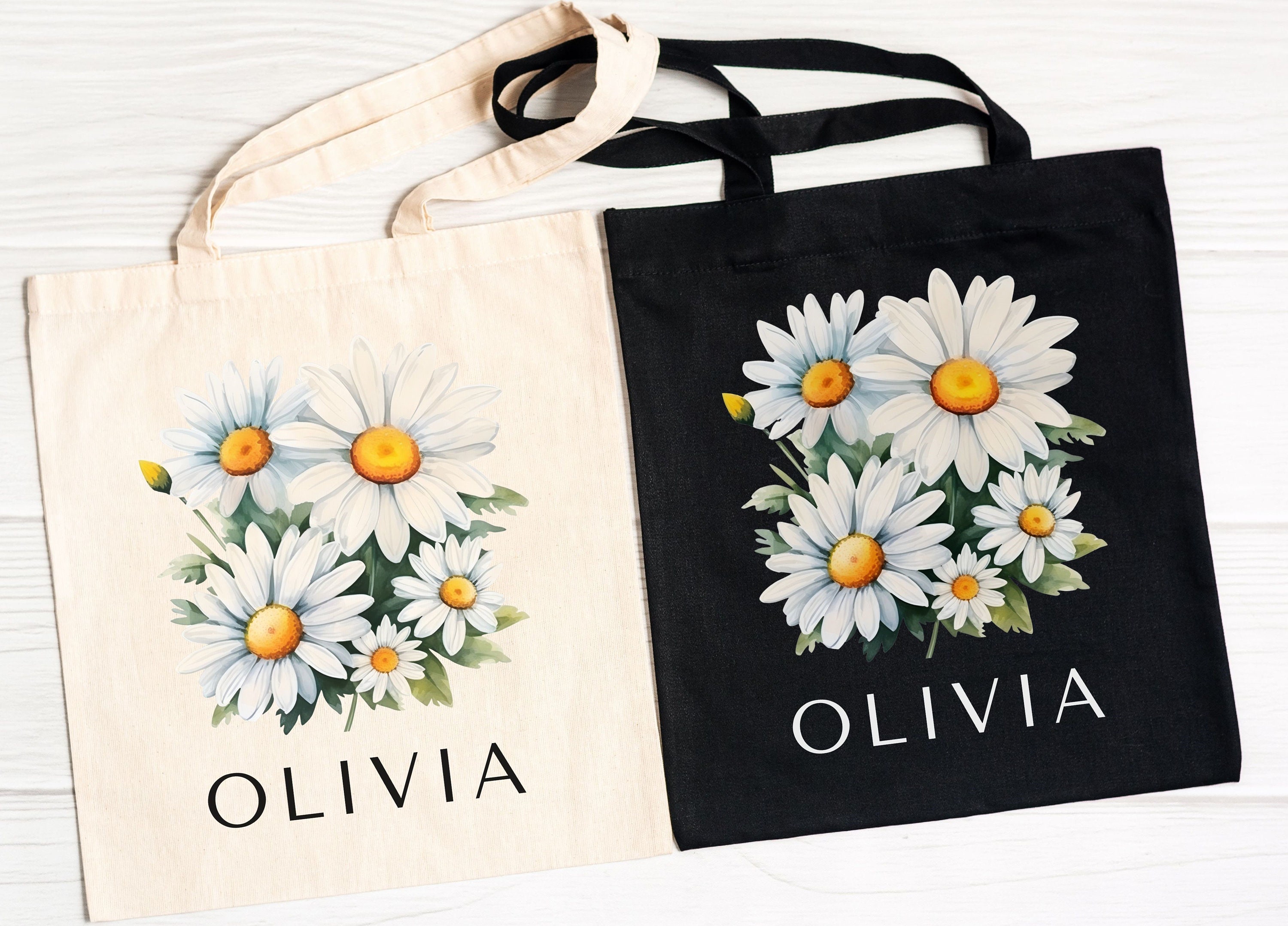 Custom Daisy Birth Flower Gift Bag Personalized Daisy Tote Bag Gift for ...