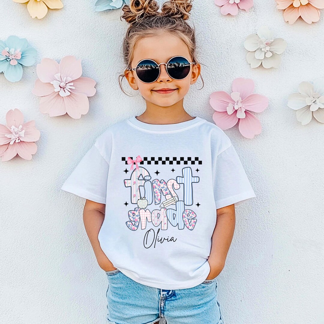 Personalized First Grade Back to School Shirt: Custom Kids Name Tee - Etsy