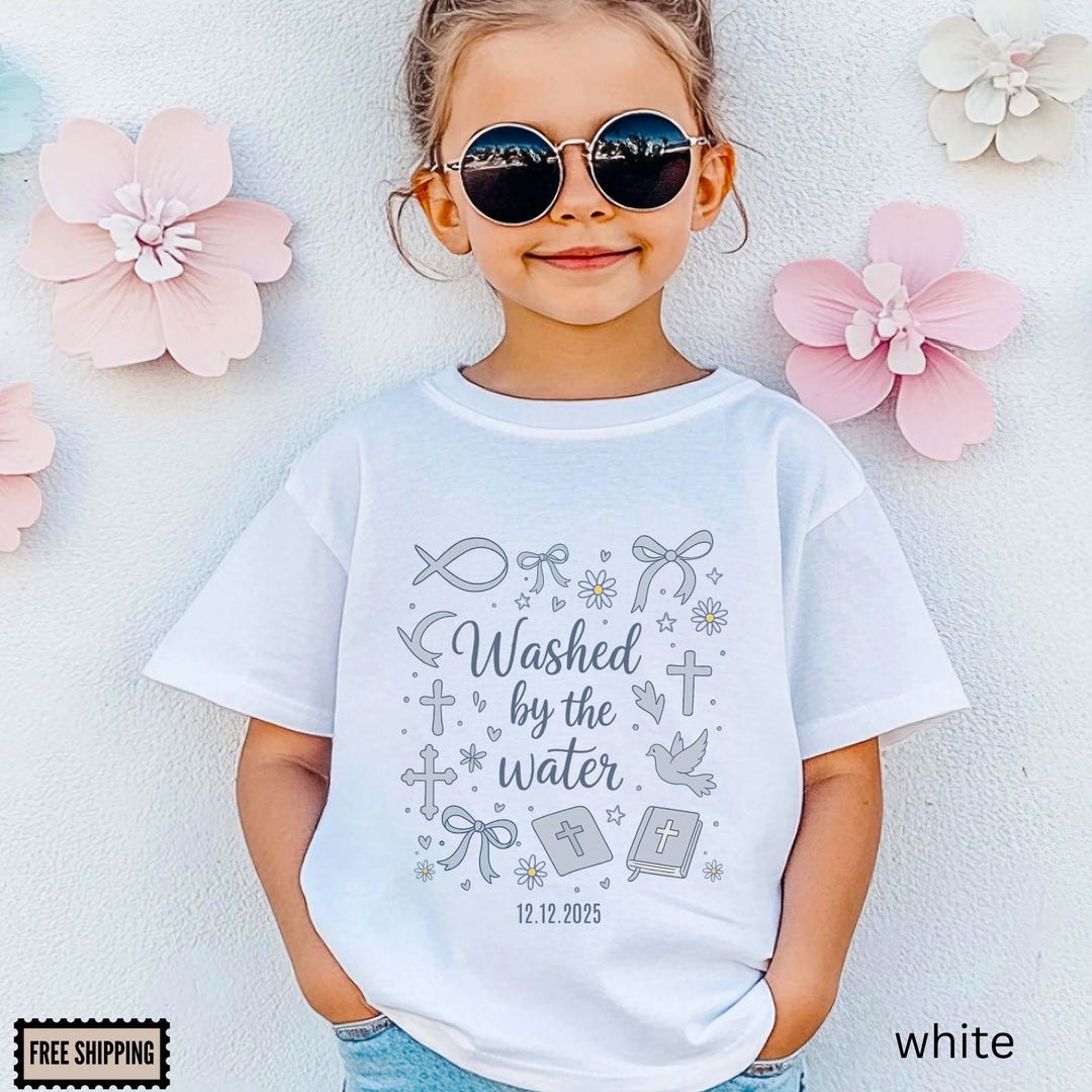 Personalized Baptism Youth Shirt: Washed by the Water Christian Baptism ...
