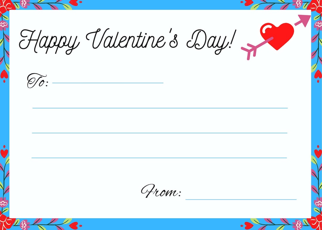 Valentine's Day Printable Post Card - Etsy
