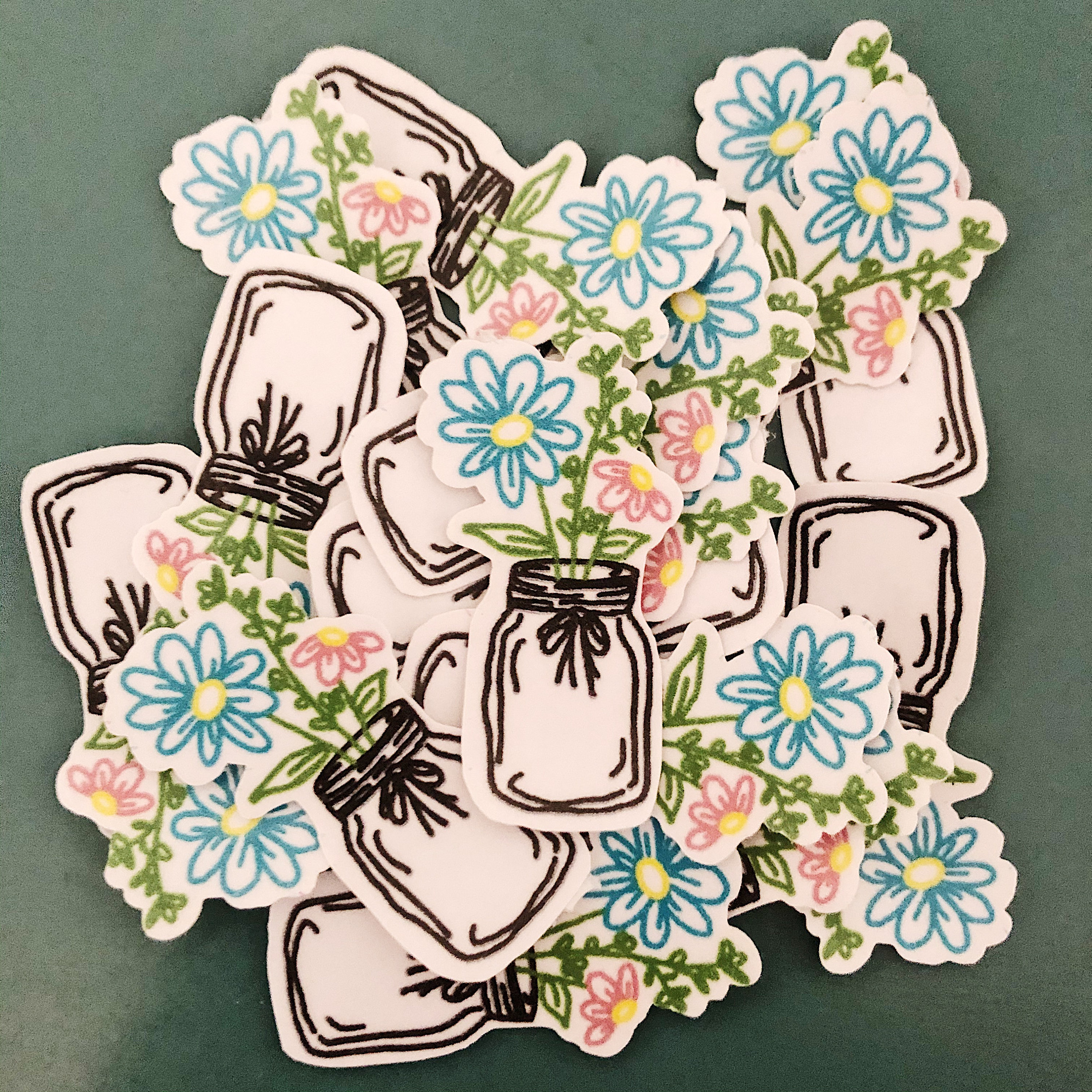 Flowers in a Mason Jar Sticker - Etsy Norway