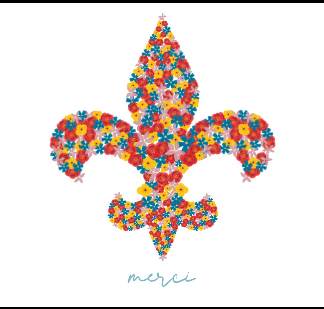 Printable 4x6 Thank You Card Floral Fleur De Lis - Etsy