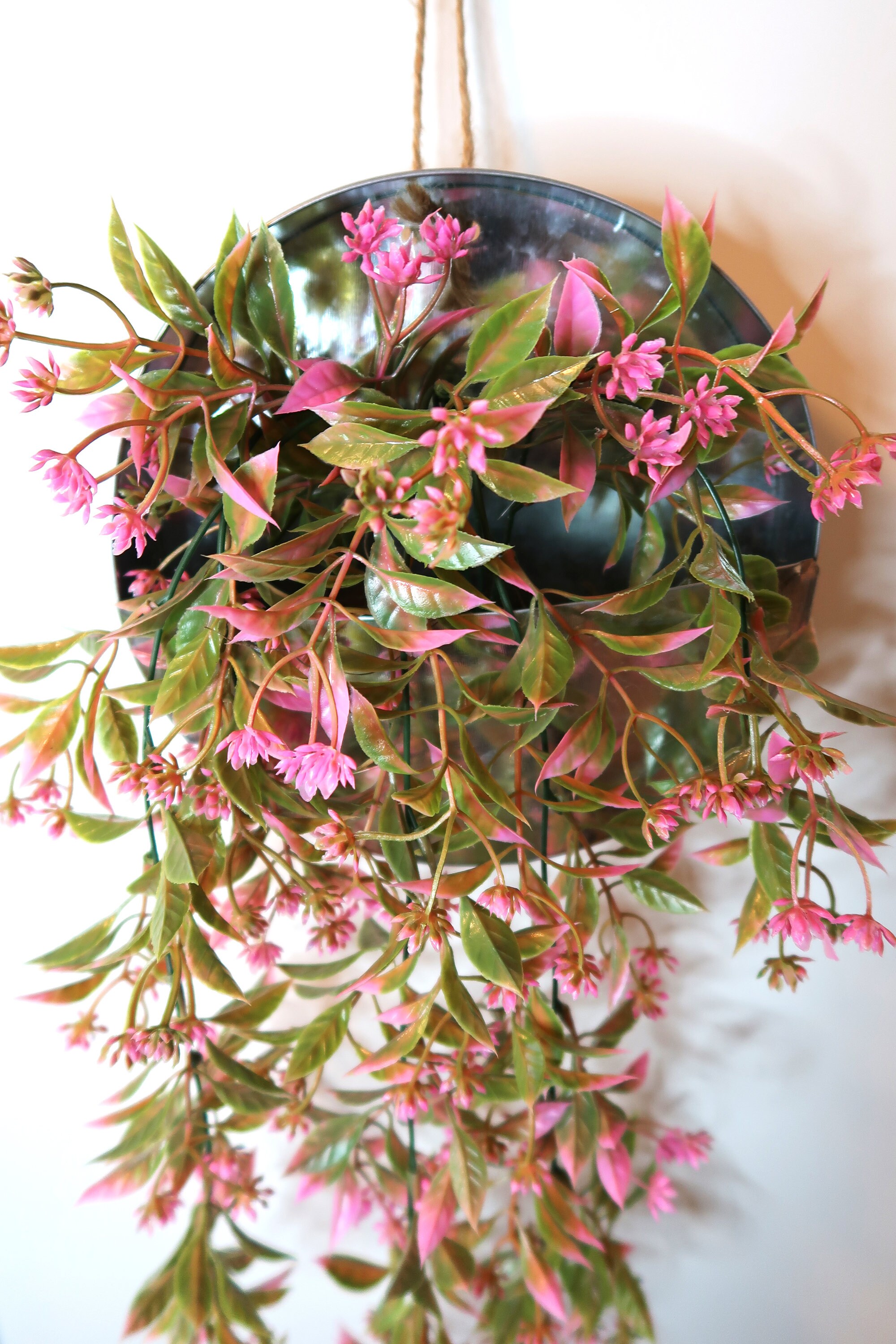 Pink Hanging Flower Arrangement in Vintage Rustic Tin | Summer & Spring ...