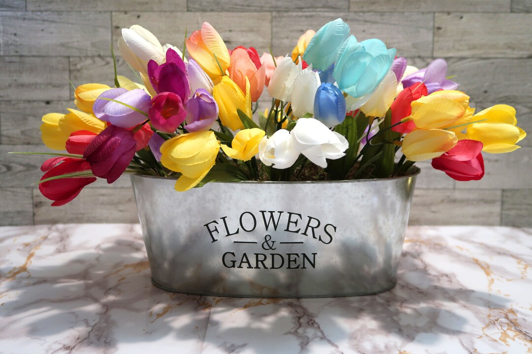 Galvanized Metal Flower Pot: 10in Silver Garden Planter - Etsy