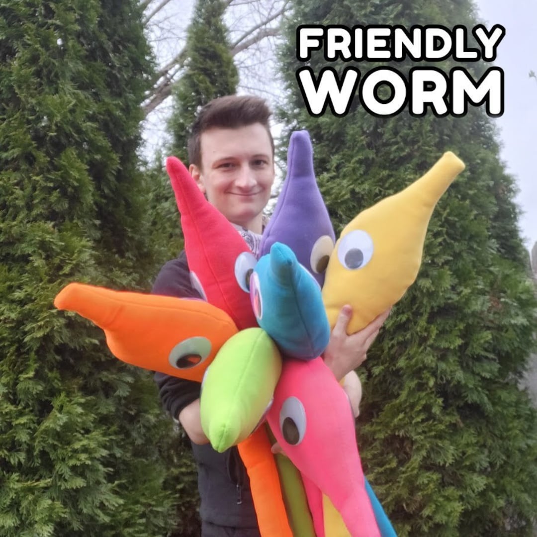3' Large Worm on a String Fleece Plush - Etsy