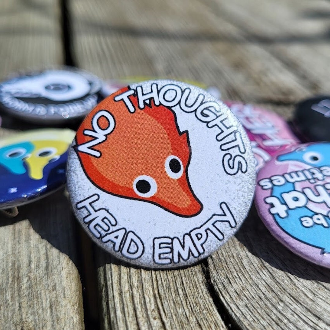 1" No Thoughts, Head Empty Worm on a String Pin - Etsy