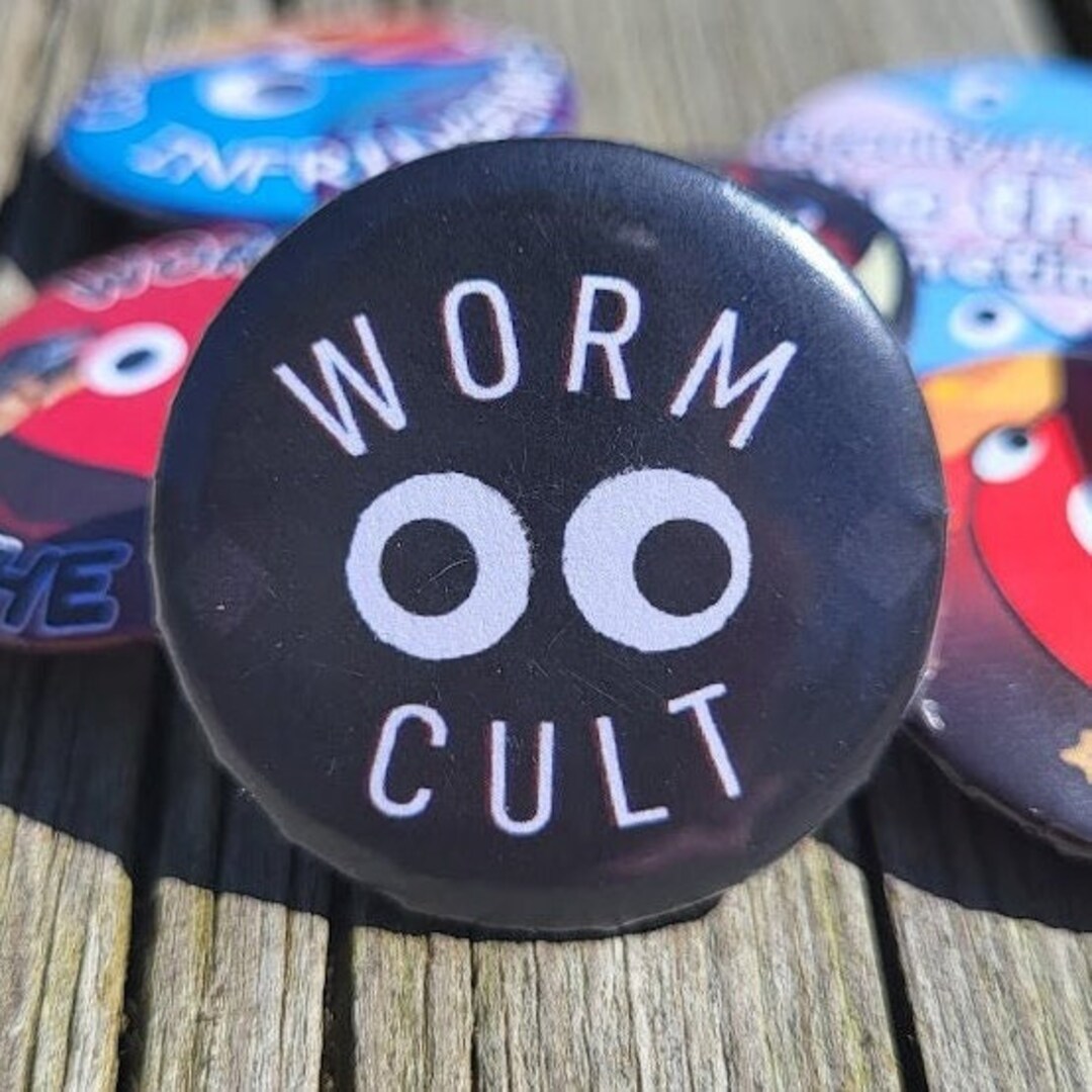 1" Worm Cult Worm on a String Pin - Etsy