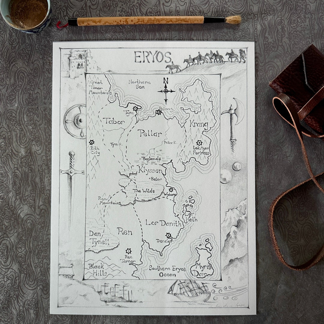 FANTASY MAP PRINT, Map of Eryos, Wall Art Decor, Map Lover Gift ...