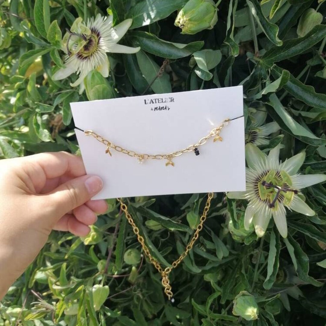 NEPTUNE Necklace in Gold or Silver Stainless Steel With Black - Etsy