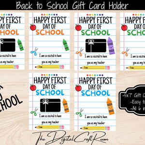 Printable First Day of School Gift Card Holder, Welcome Back to School ...