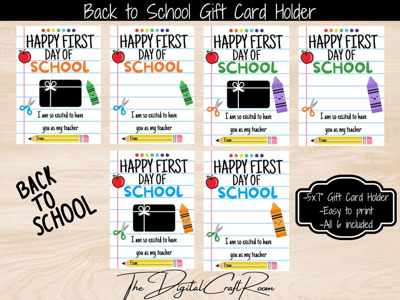 Printable First Day of School Gift Card Holder, Welcome Back to School ...