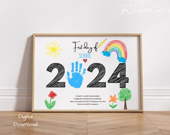 First Day of School Handprint Art, Kindergarten Preschool Handprint ...