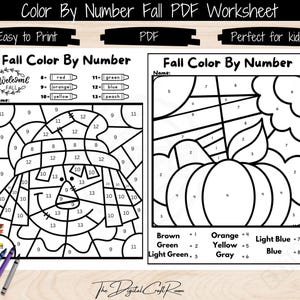 Fall Color by Number , Color by Number , Activity for Kids , Printable ...